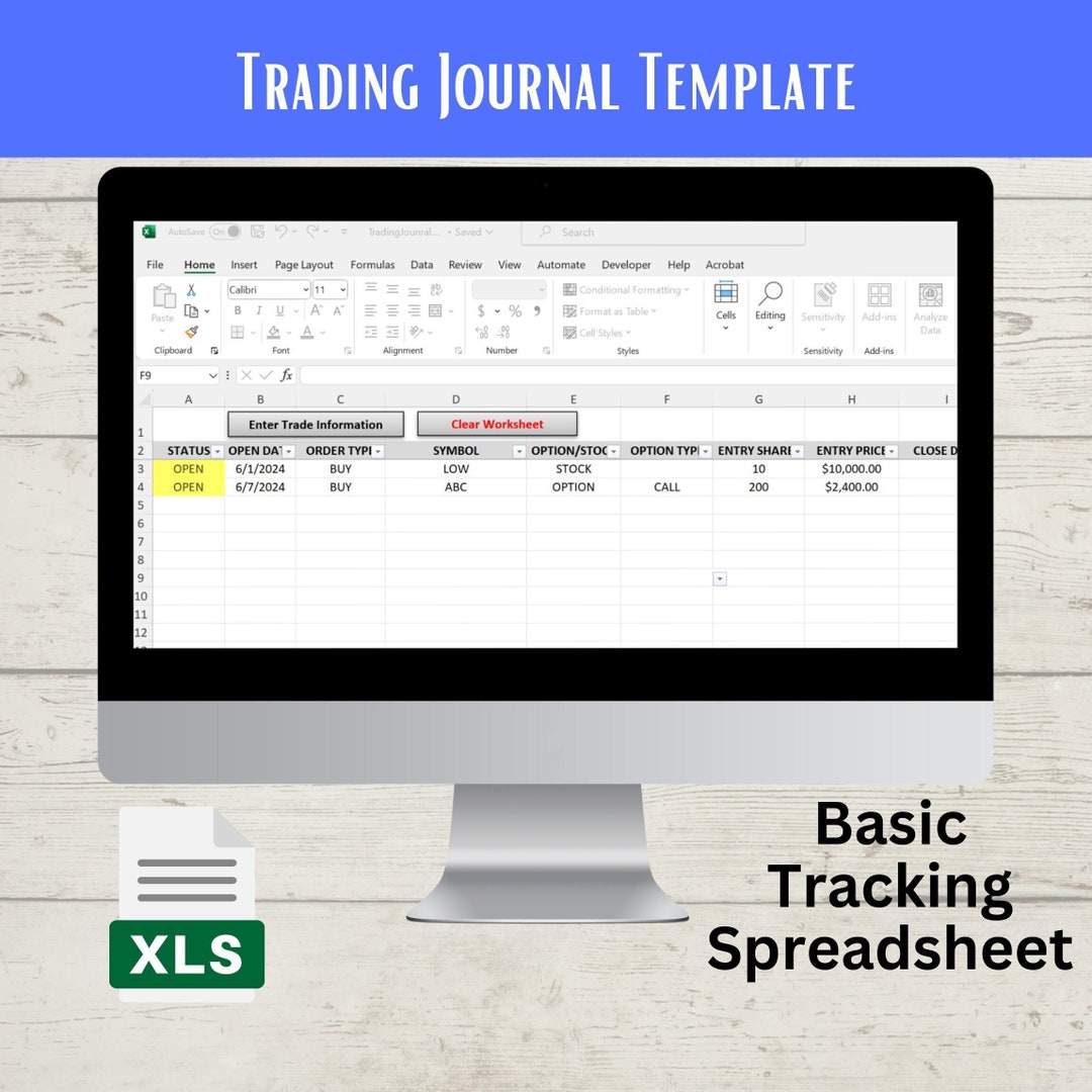 Trading Performance Journal | Excel Tracking Spreadsheet | Track Gains ...