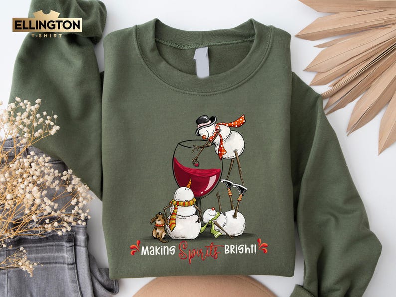 Snowman Wine Christmas Sweatshirt, Funny Christmas Shirts, Wine Holiday ...