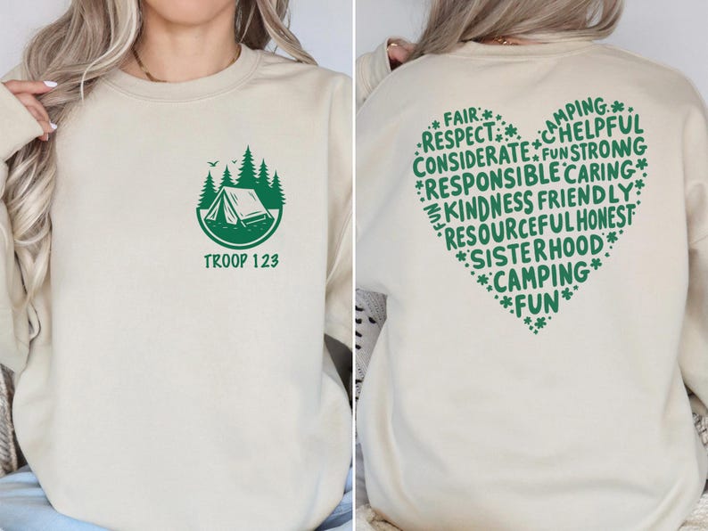 Custom Scout Troop Sweatshirt, Heart Scout Tee, Personalized Troop ...