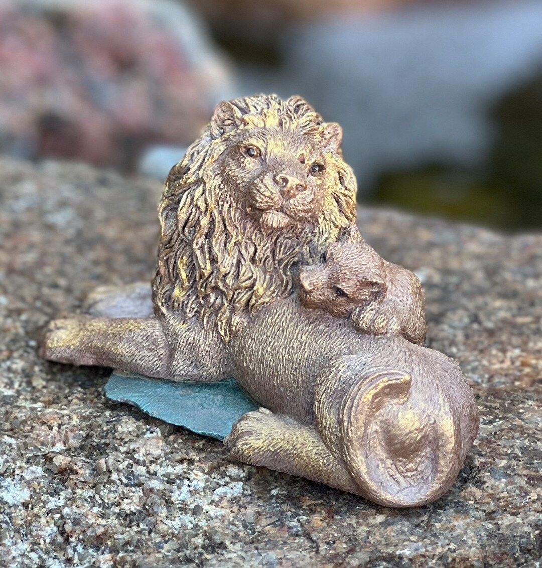 Lion & Cub - Copper Patina Finish - Original Hand Made Sculptured Art ...