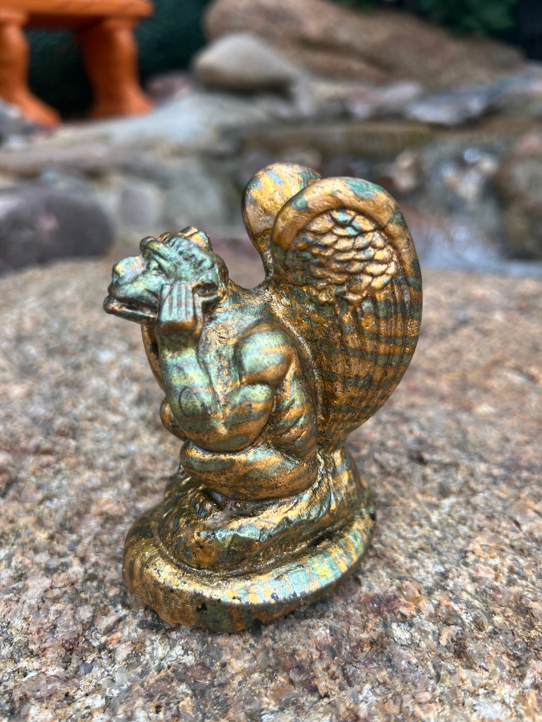 Gild Gargoyle - Gold & Bluish Green Gilded Finish - Original Hand Made ...