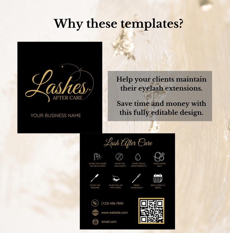 Lash Aftercare Card Template, Editable Eyelash Extension Card, Lash ...
