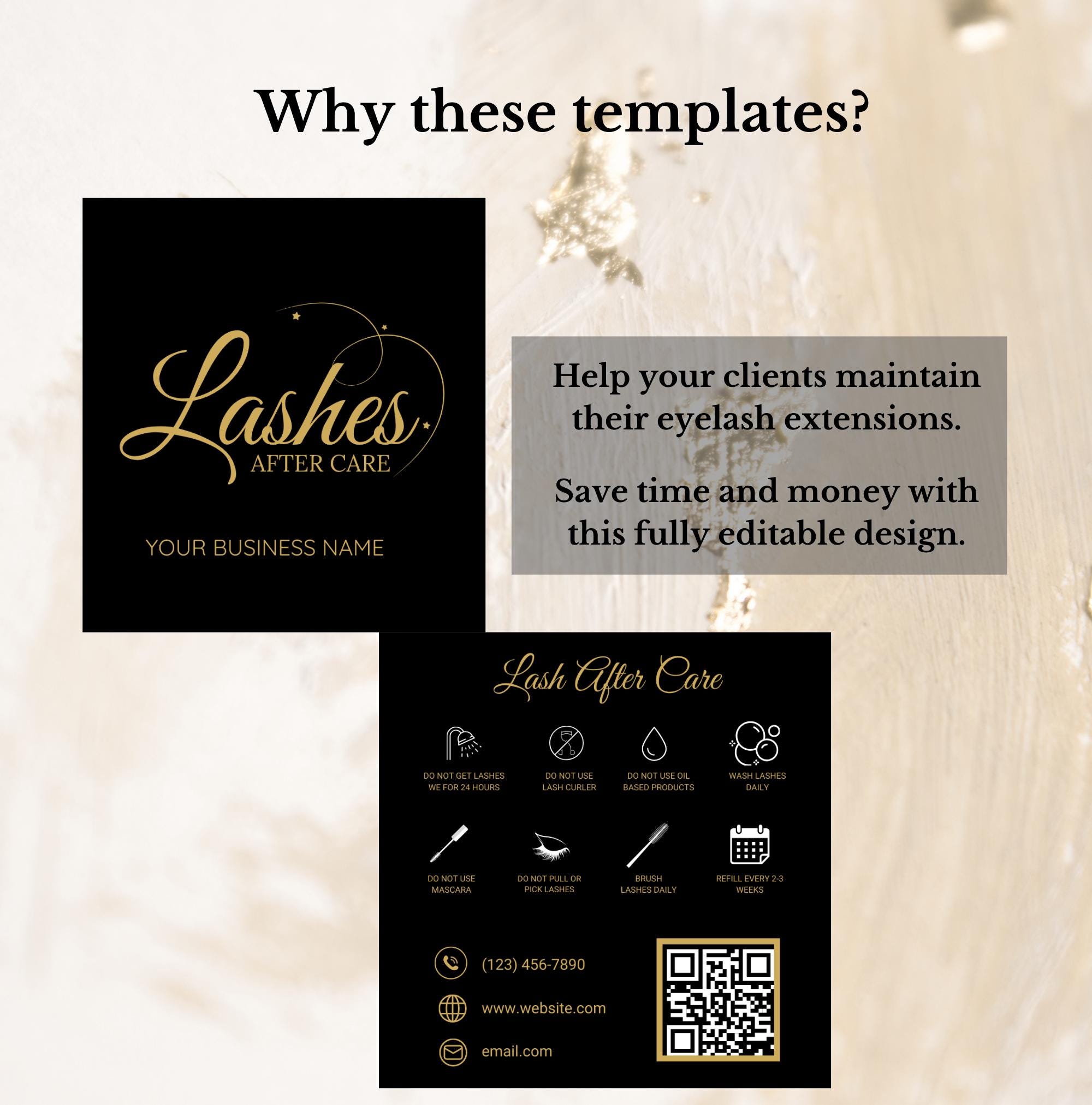 Lash Aftercare Card Template, Editable Eyelash Extension Card, Lash ...