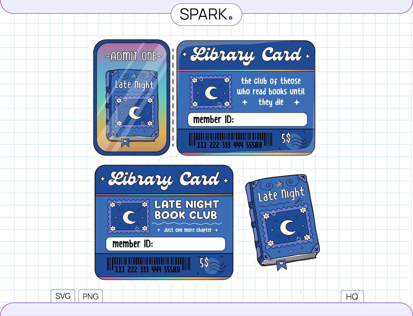 Late Night Library Card Svg Png / One More Chapter Book Club Png ...