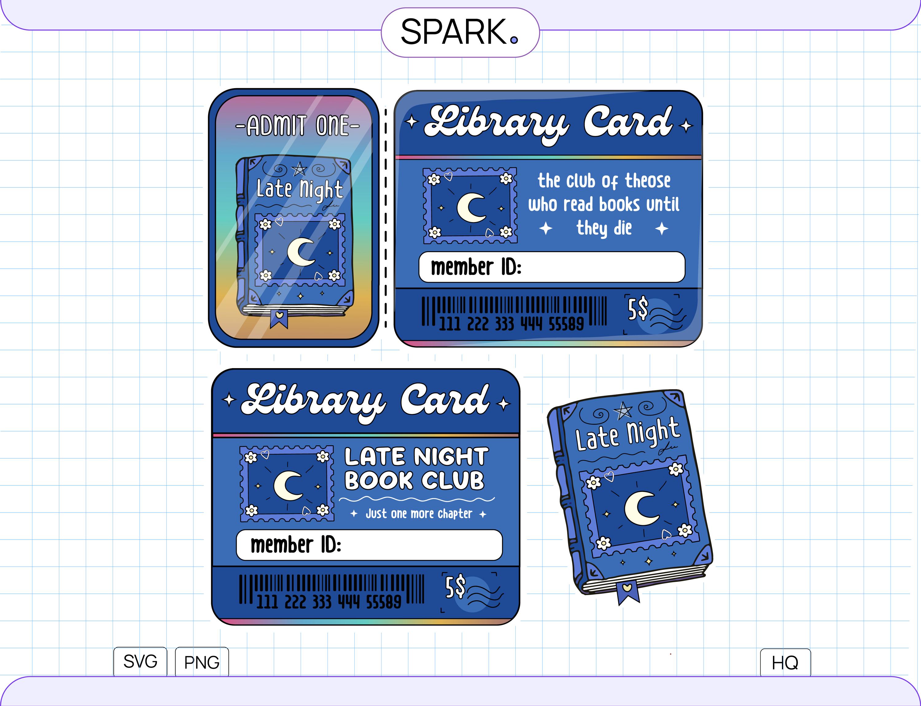 Late Night Library Card Svg Png / One More Chapter Book Club Png ...