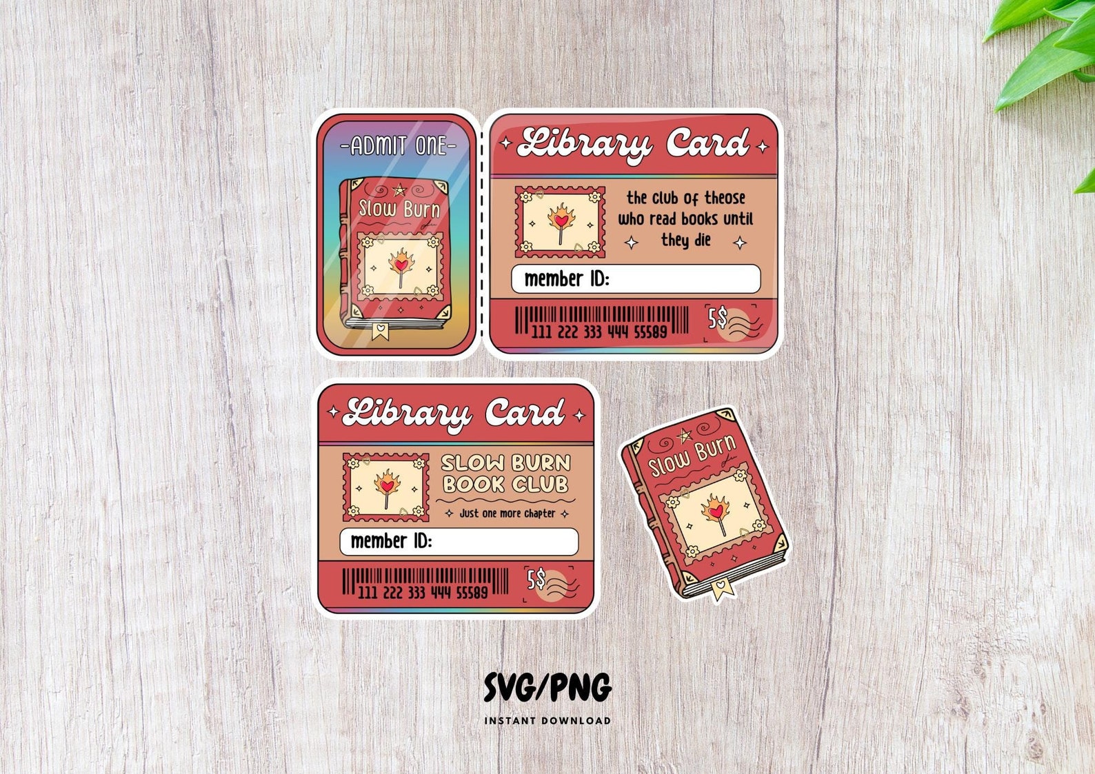 Slow Burn Book Club Library Card: PNG SVG Cut File (digital Download ...