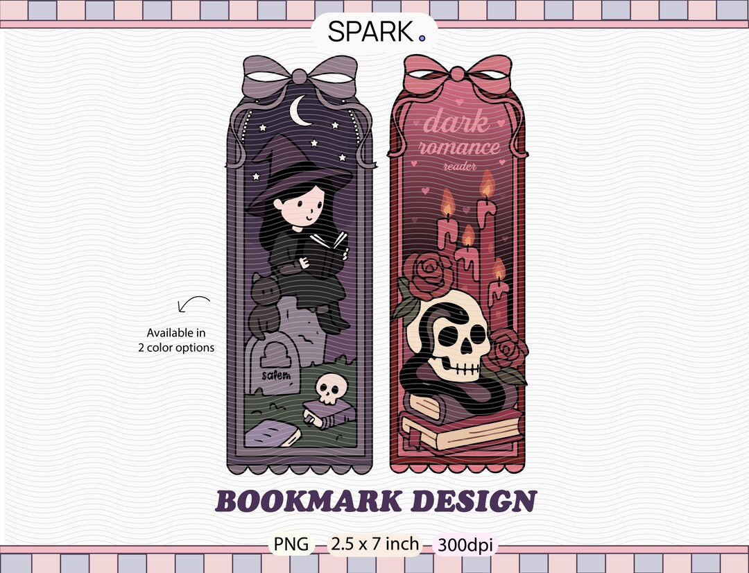 Dark Romance Witch Girl Bookmark PNG SVG : Villains Book Club / Cute ...
