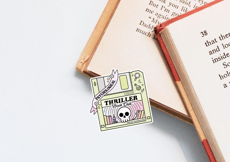 Thriller Book Club Sticker Clipart: Cute Bookish Memory Card (PNG SVG ...