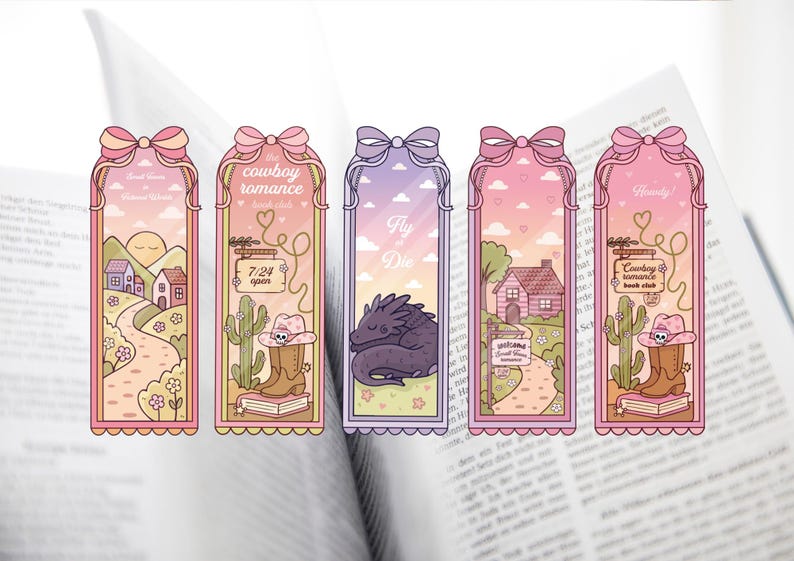Romance Trope Bookmark Bundle PNG SVG: Cute Cozy Cowboy, Small Town ...