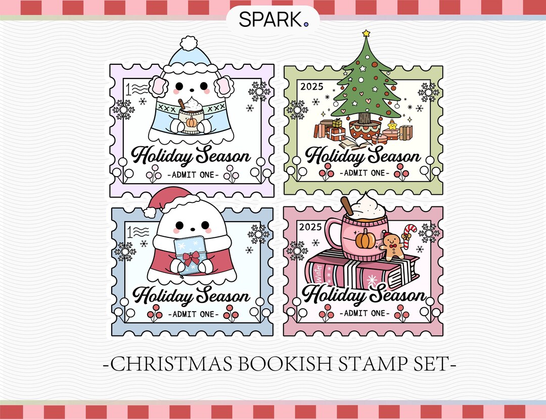 Holiday Season Winter Bookish Stamp SVG PNG / Pastel Trendy Aesthetic ...