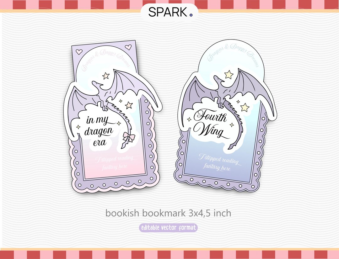 Book Dragon Bookmark: Fantasy Printable PNG SVG (commercial Use OKAY - Etsy