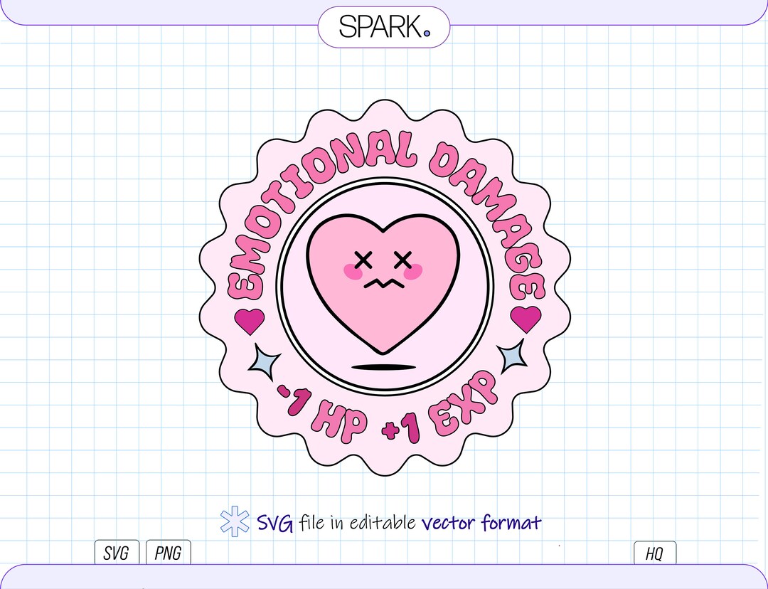 Emotional Damage Svg / Mental Health Svg / Funny Pink Badge/ One Mental ...