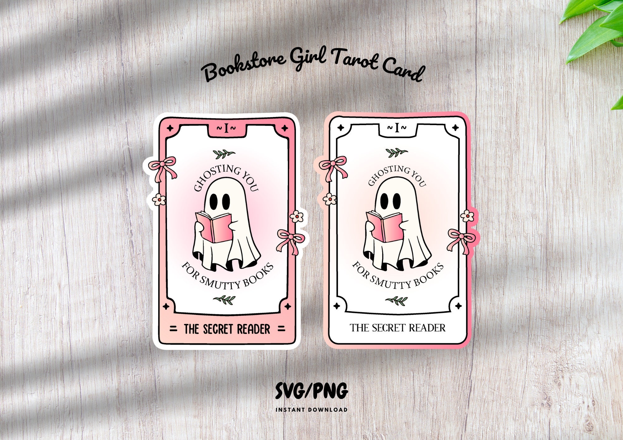 Bookish Tarot Card SVG Png/ Pink Book Lover/ Bookish Stickers/ Kindle ...