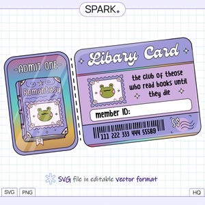 Romantasy Library Card: Bookish Ticket PNG SVG (digital Download) - Etsy