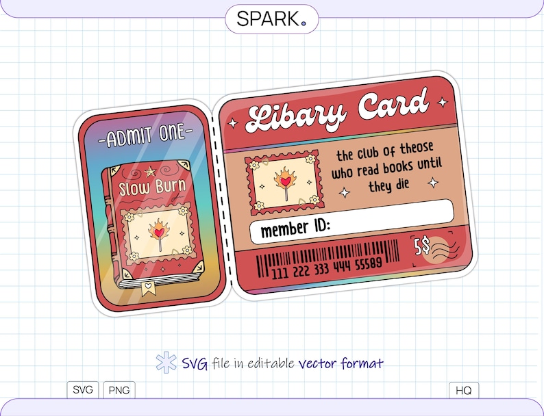 Slow Burn Book Club Library Card: PNG SVG Cut File (digital Download ...