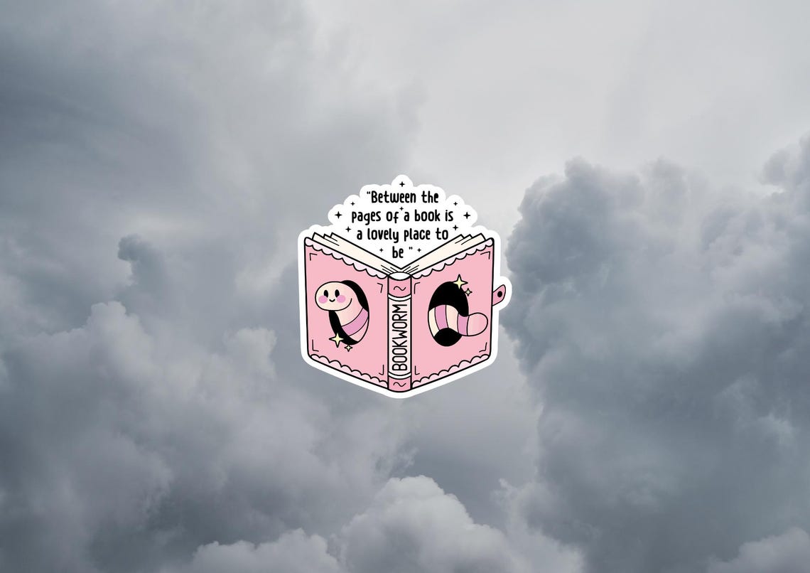 Bookworm Sticker, Pink Book Design SVG PNG (digital Download) - Etsy