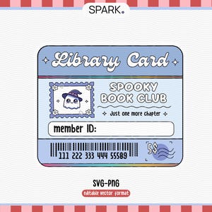 Ghost Spooky Library Card Svg Png / Spooky Book Png/ Halloween Bookish ...