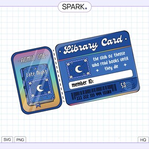 Late Night Library Card Svg Png / One More Chapter Book Club Png ...