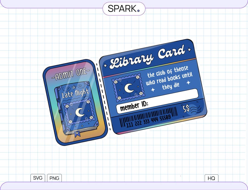 Late Night Library Card Svg Png / One More Chapter Book Club Png ...