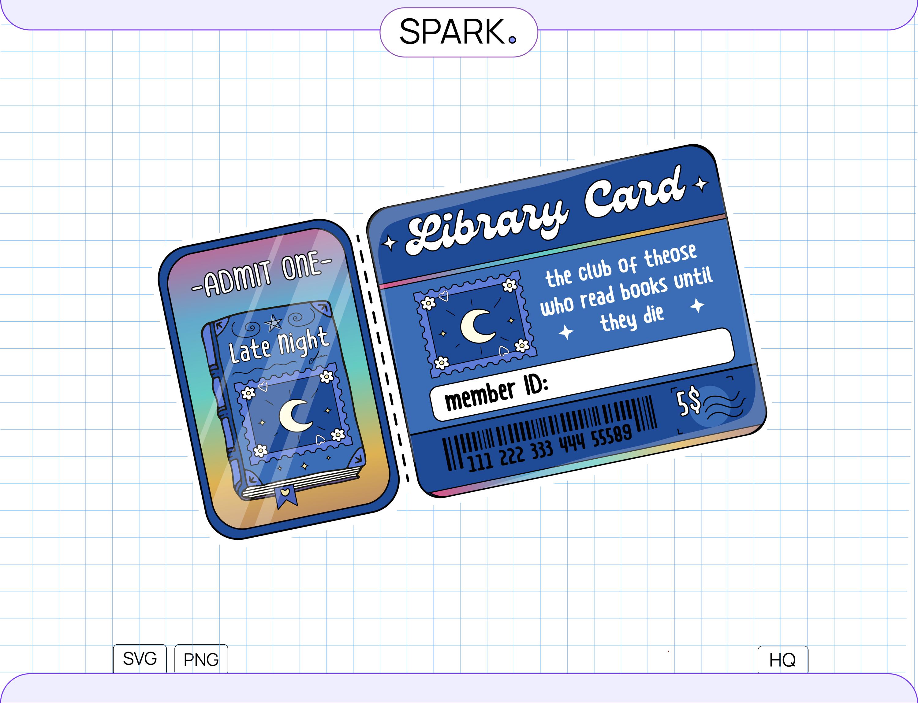 Late Night Library Card Svg Png One More Chapter Book Club Png Bookish Ticket Librarian Card