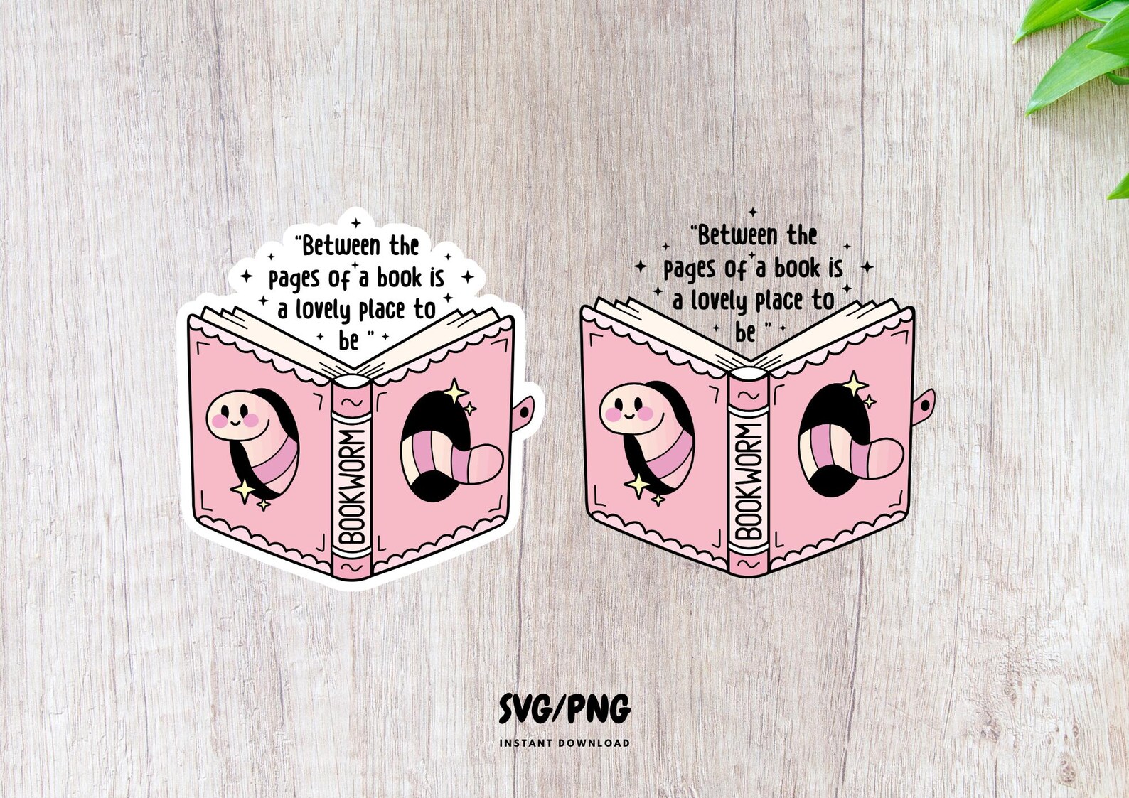 Bookworm Sticker, Pink Book Design SVG PNG (digital Download) - Etsy