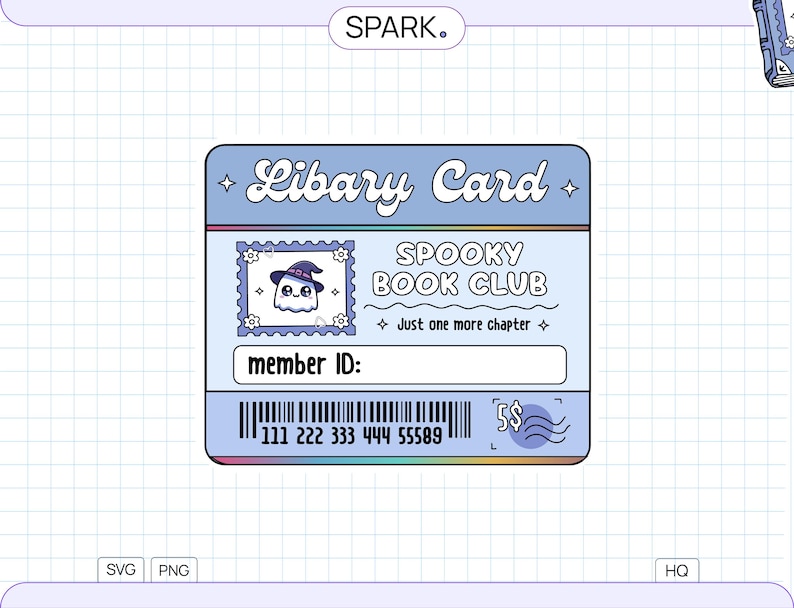 Ghost Spooky Library Card Svg Png / Spooky Book Png/ Halloween Bookish ...