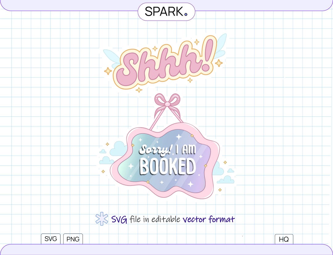 Shhh! I Am Booked Png Svg/ Busy Sweet Reader Girl Sticker for Kindles ...