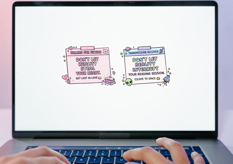 Reader Book Notes Sticker Set PNG / Romance & Sci-fi Reading Quotes ...