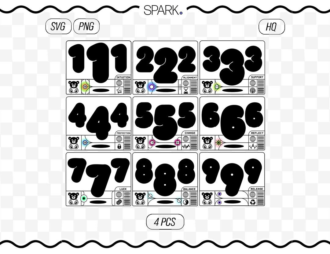 Angel Number Set of 9 Svg Png / Angel Number Svg / Angel Bumber Card ...