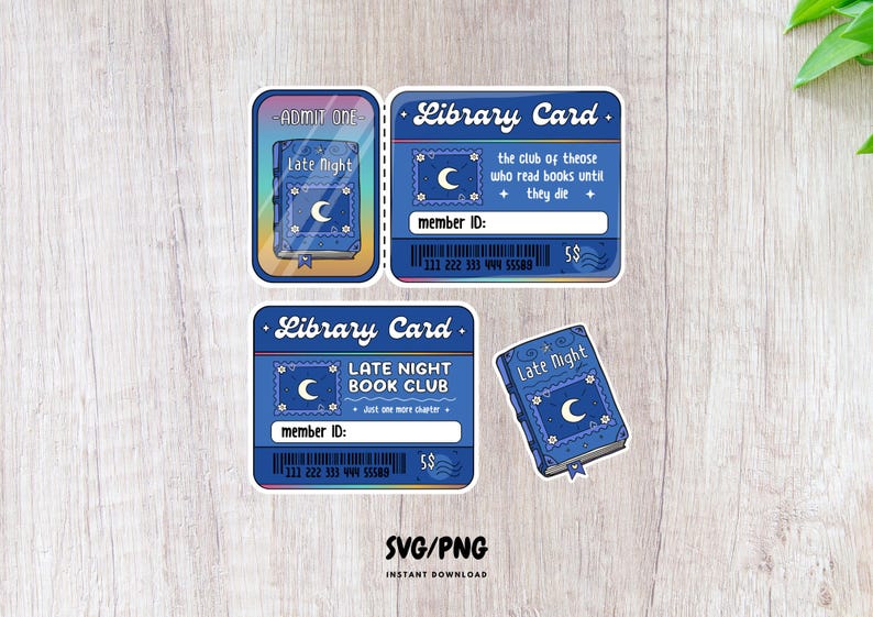 Late Night Library Card Svg Png / One More Chapter Book Club Png ...
