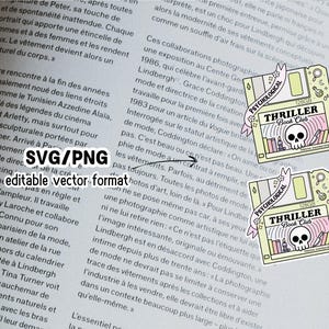 Thriller Book Club Sticker Clipart: Cute Bookish Memory Card (PNG SVG ...