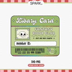 Fantasy Library Card SVG PNG: Bookish Librarian Ticket (digital ...