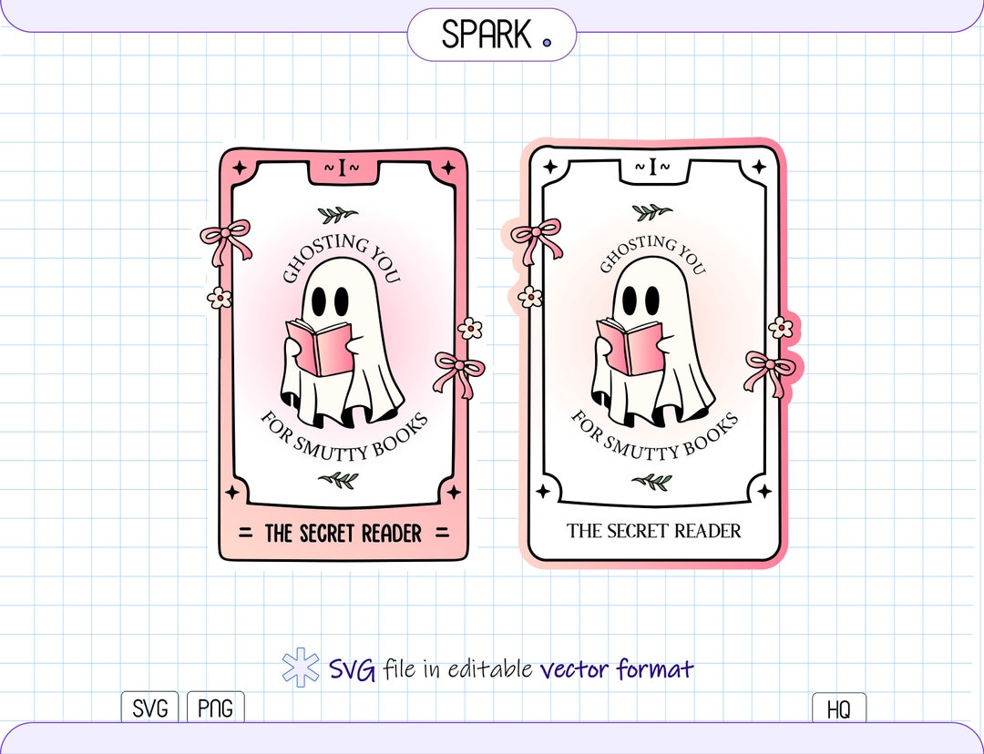 Bookish Tarot Card SVG Png/ Pink Book Lover/ Bookish Stickers/ Kindle ...