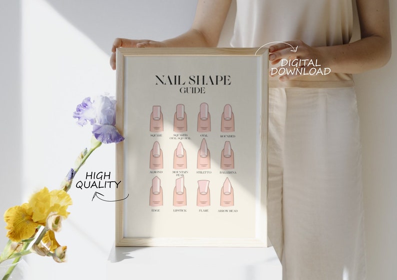 Nail Shape Guide Print / Nail Shapes / Beauty Center Print ...