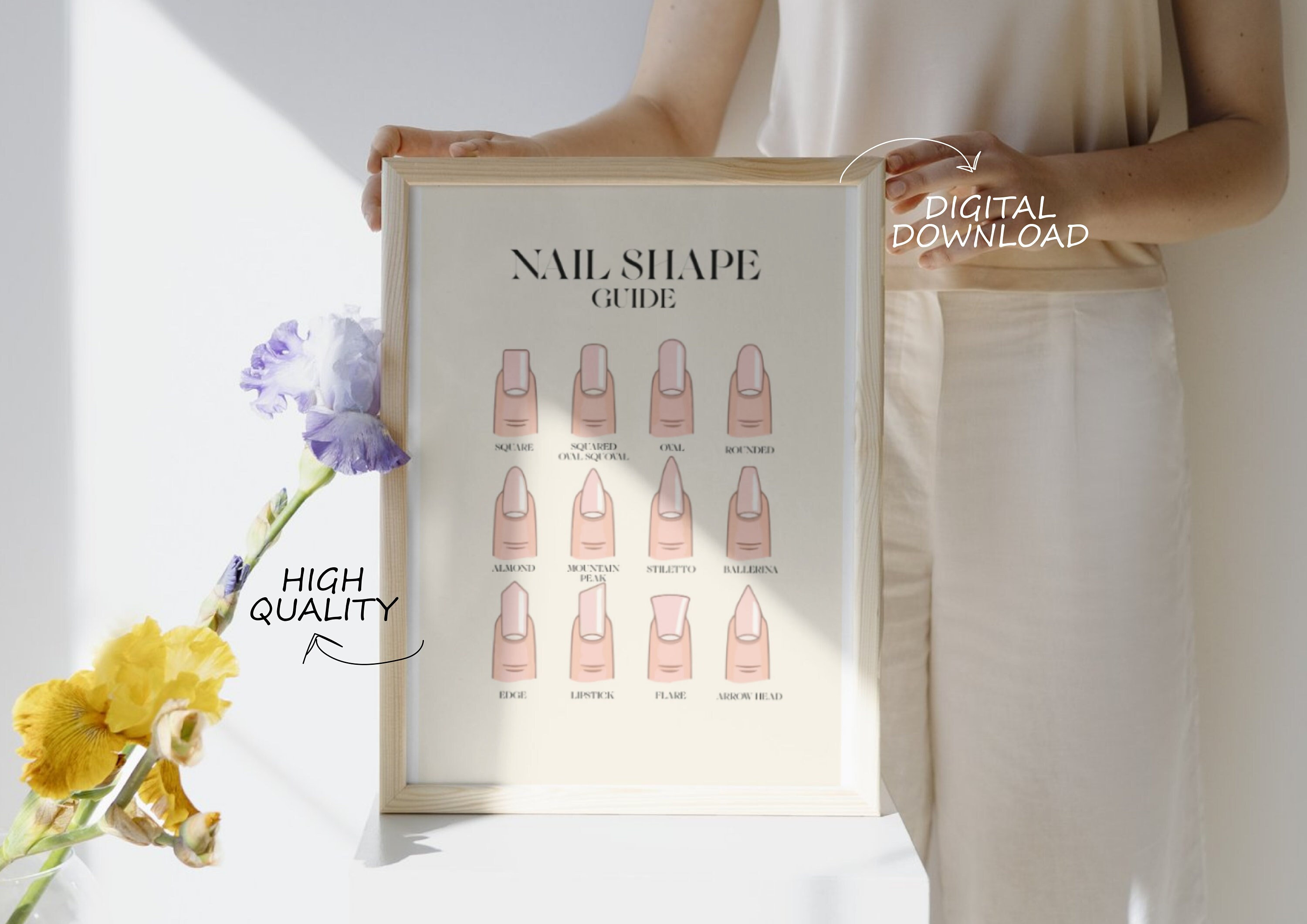 Nail Shape Guide Print / Nail Shapes / Beauty Center Print ...