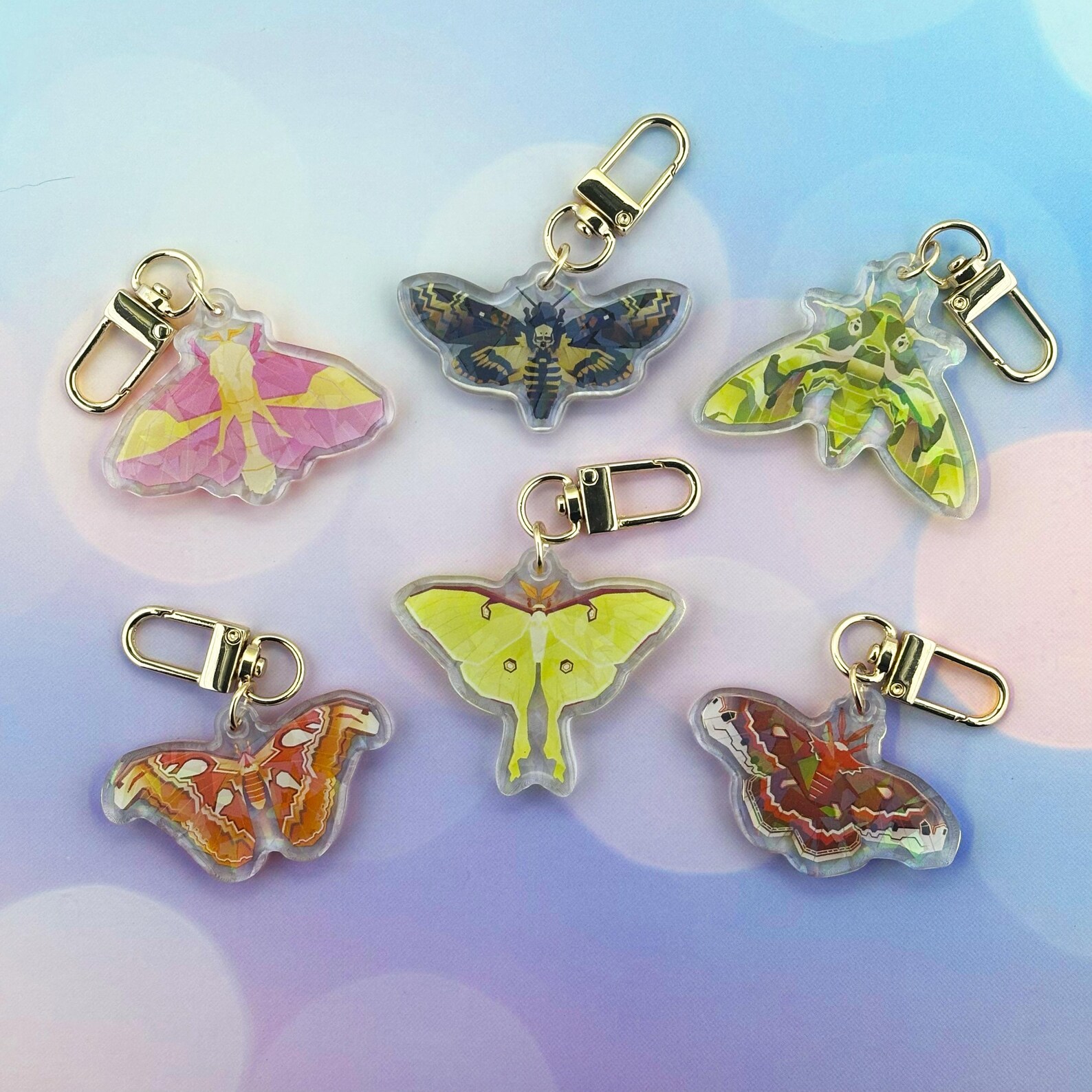 2" Holographic Moth Acrylic Charm Keychains | Moth Lovers - Etsy