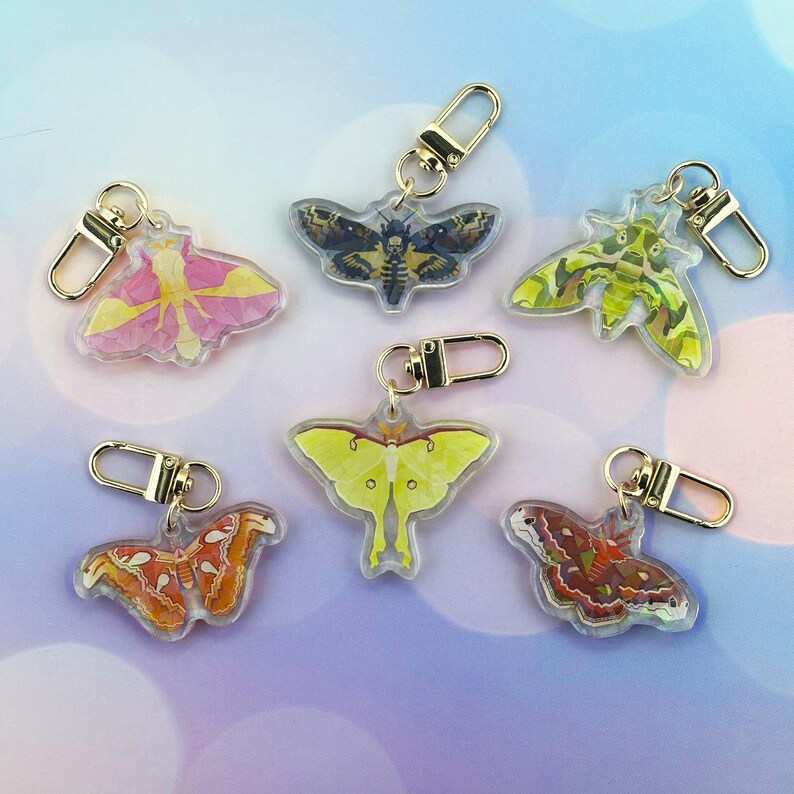 2" Holographic Moth Acrylic Charm Keychains | Moth Lovers - Etsy
