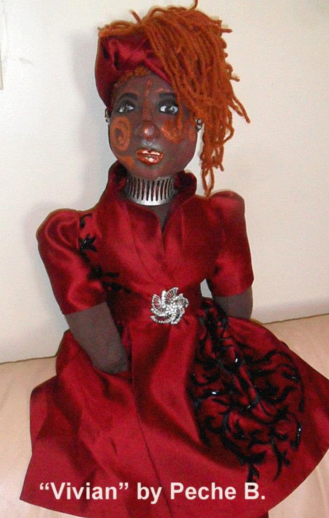 Cloth Doll African American ART DOLL Collectible Vivian by Artist Peche ...