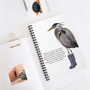 Spiral Notebook - Hand Drawn Great Blue Heron in Rubber Boots, Bird ...