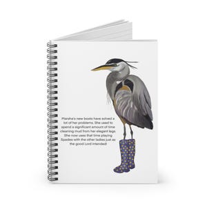 Spiral Notebook - Hand Drawn Great Blue Heron in Rubber Boots, Bird ...