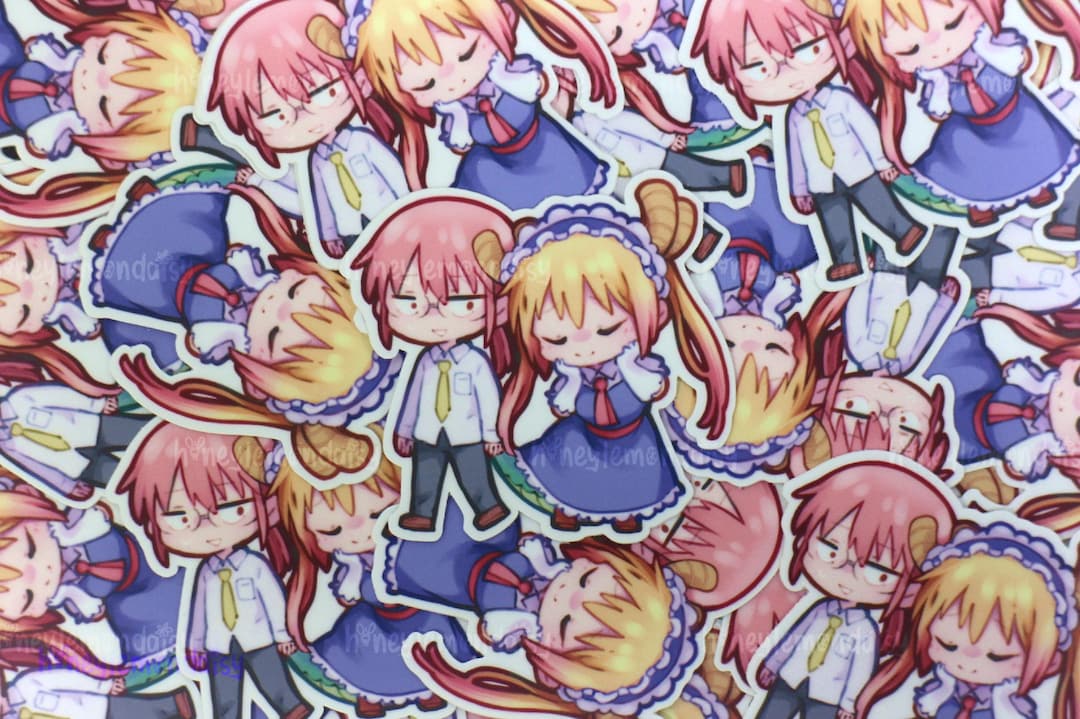 Kobayashi's Maid Dragon Sticker | Chibi Anime Couple, Waterproof - Etsy