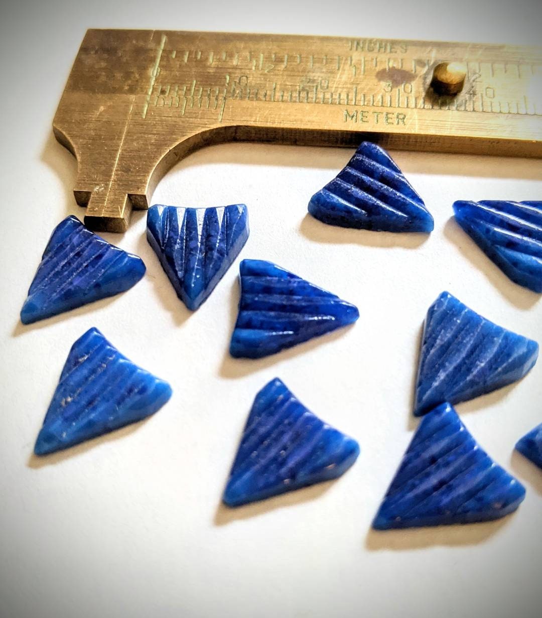 4pc Antique Glass Pressed Japanese Art Deco Vintage Shields Triangle ...