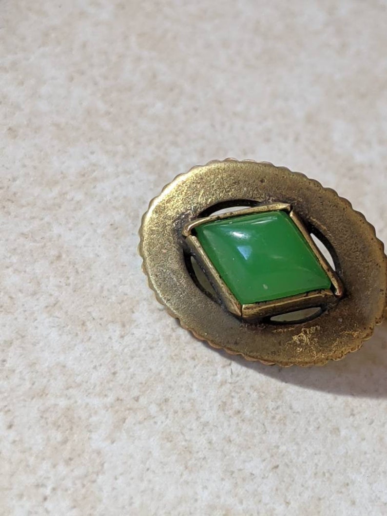 Antique Jade or Jade Color Glass Stick Pin Diamond Shape Stone in Oval ...