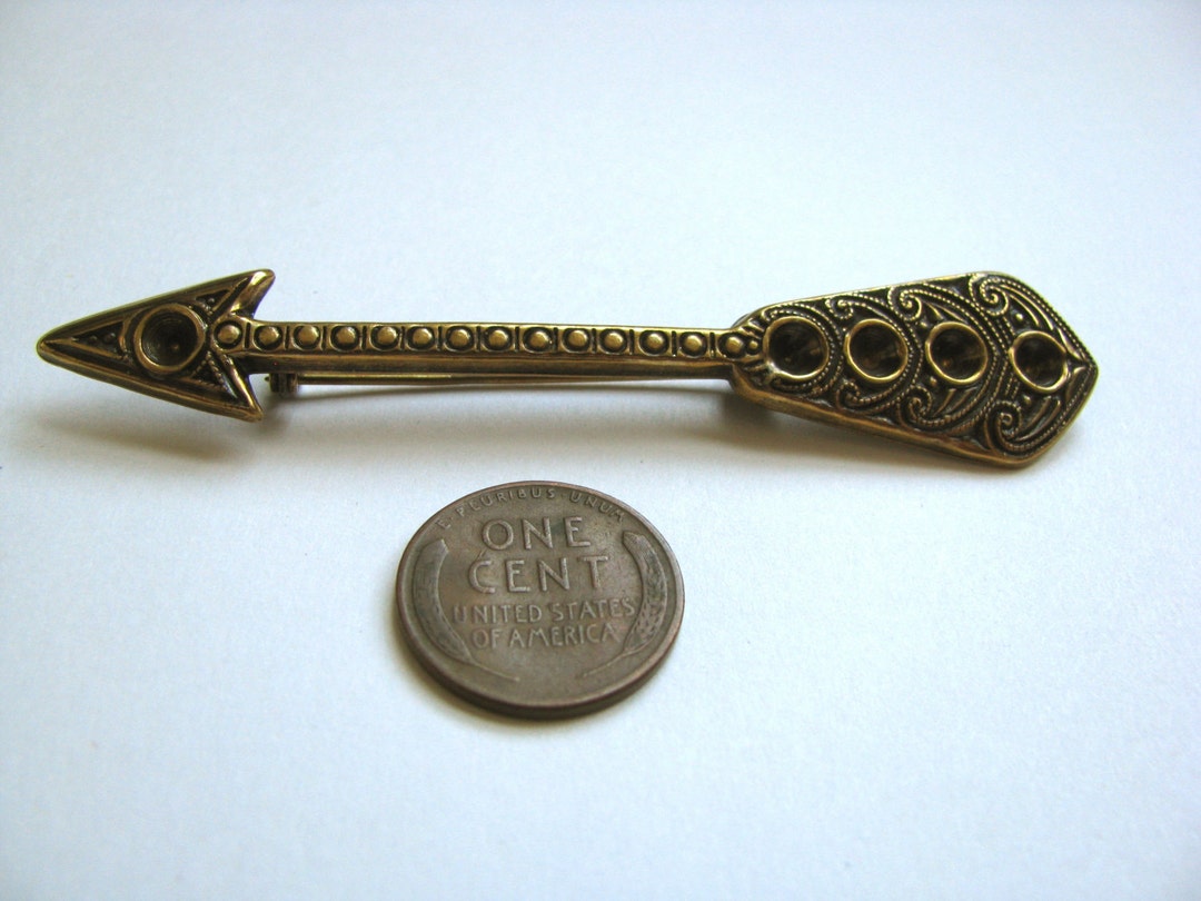 Vintage Arrow Brooch Pin Pins Button Tac Tack Hat Lapel Rhinestone ...