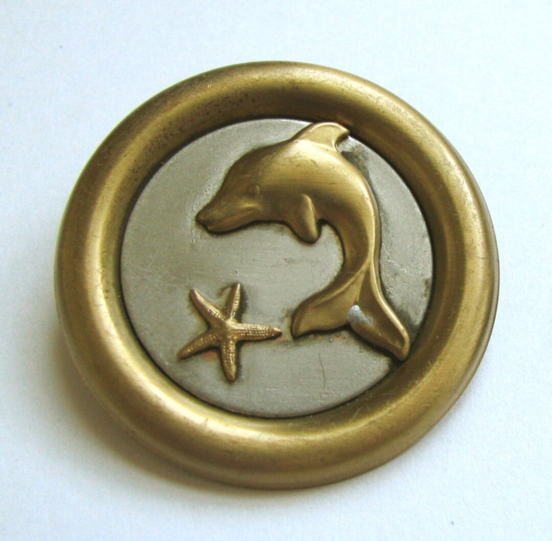 Vintage Dolphin Brooch Pin Pins Button Tac Tack Hat Lapel Ocean Scene ...