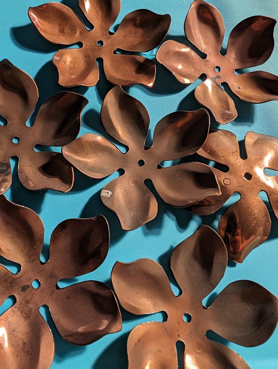 2pc Vintage Flower Petals for Layered Flowers Rivet Hole Sweadge Eyelet ...