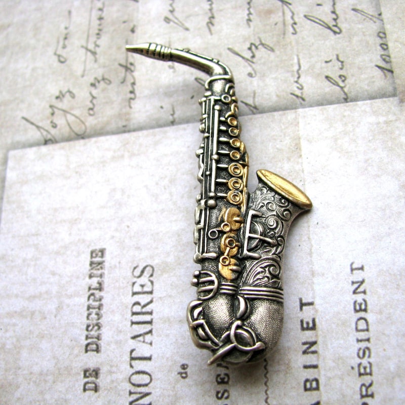Saxophone Brooch - Etsy