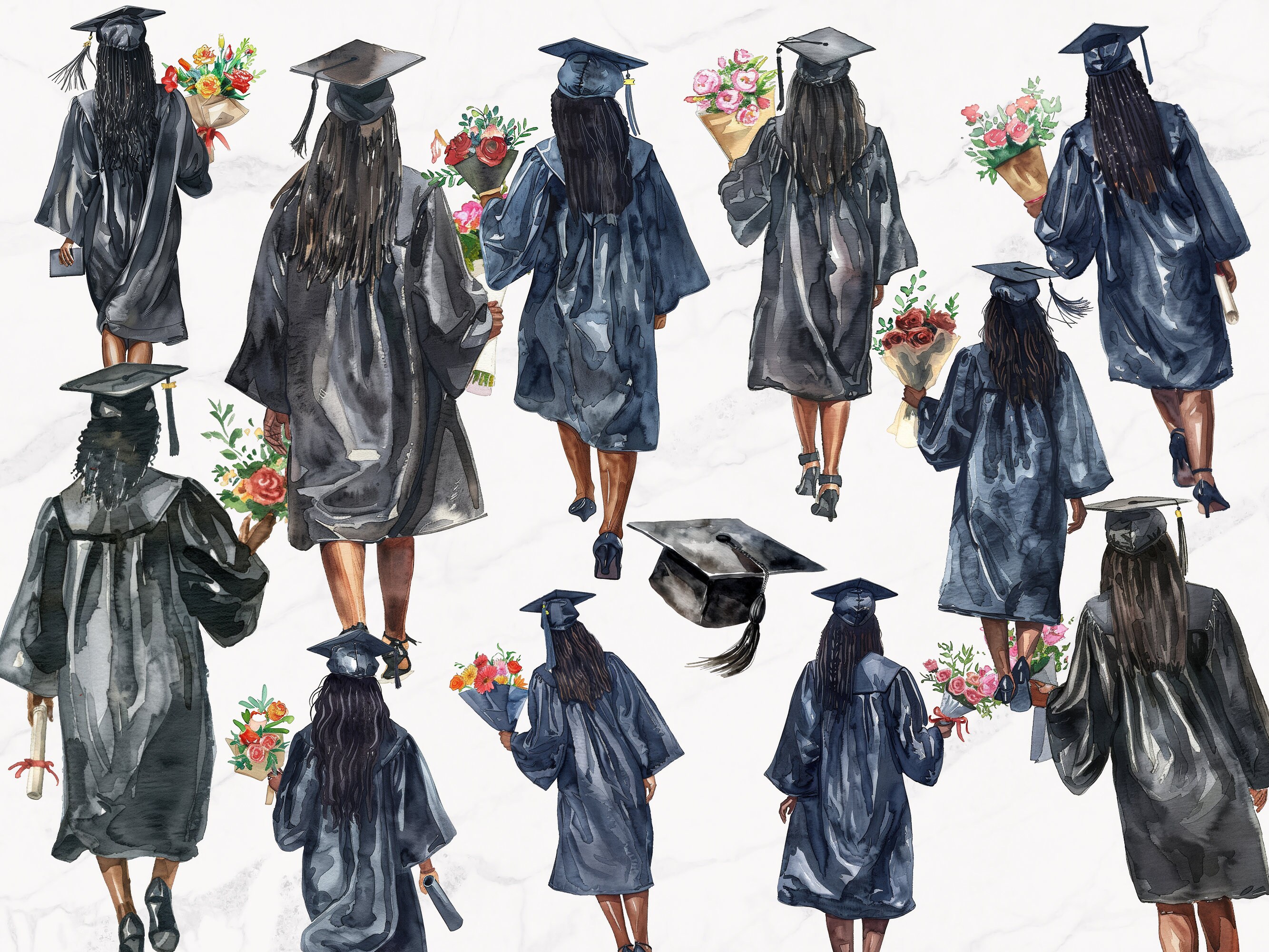 Graduation Clipart Black Women PNG Graduation Girl PNG Clipart for ...