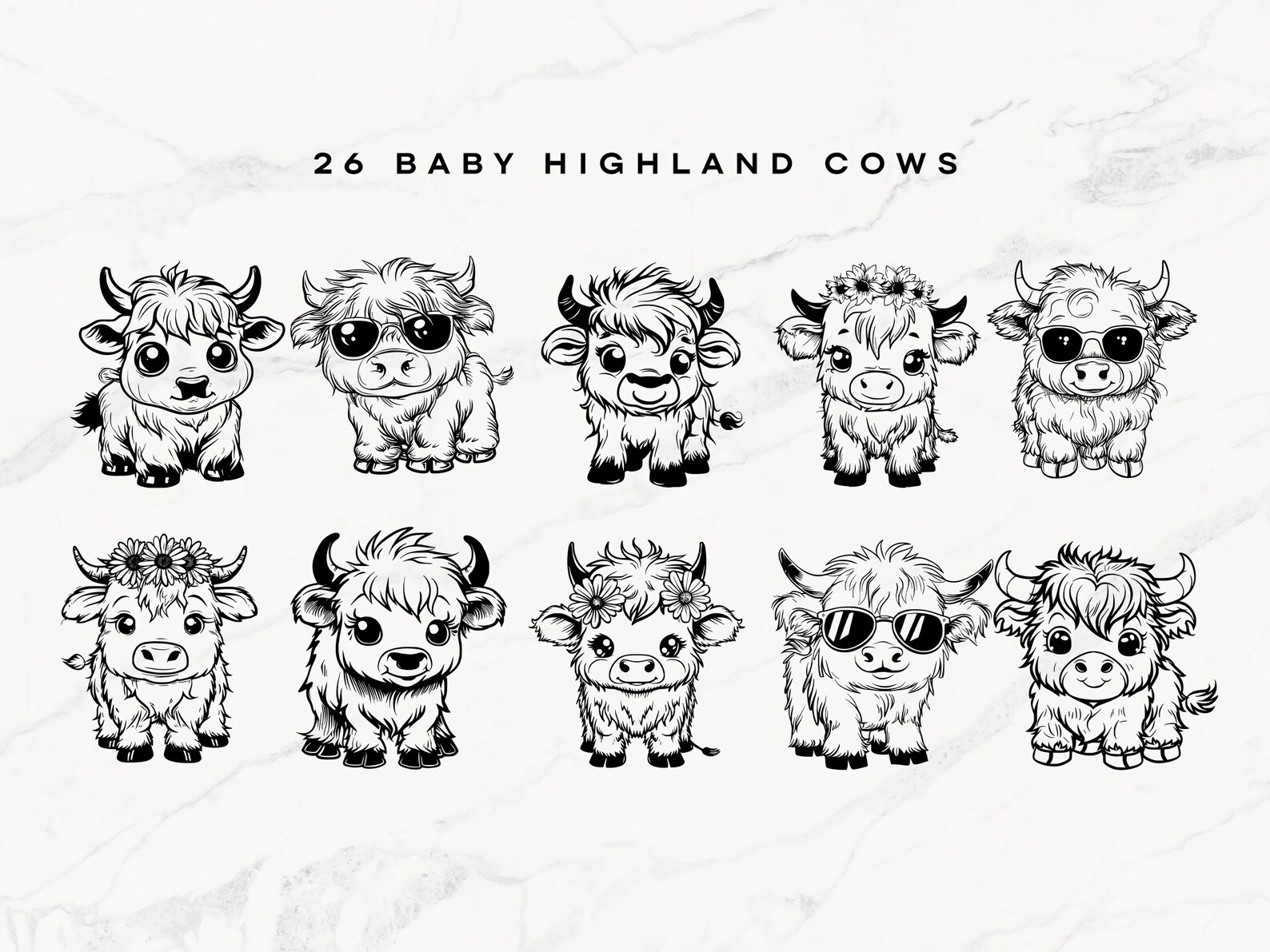 Baby Highland Cow Png Baby Highland Cows Clipart Commercial Use Baby ...