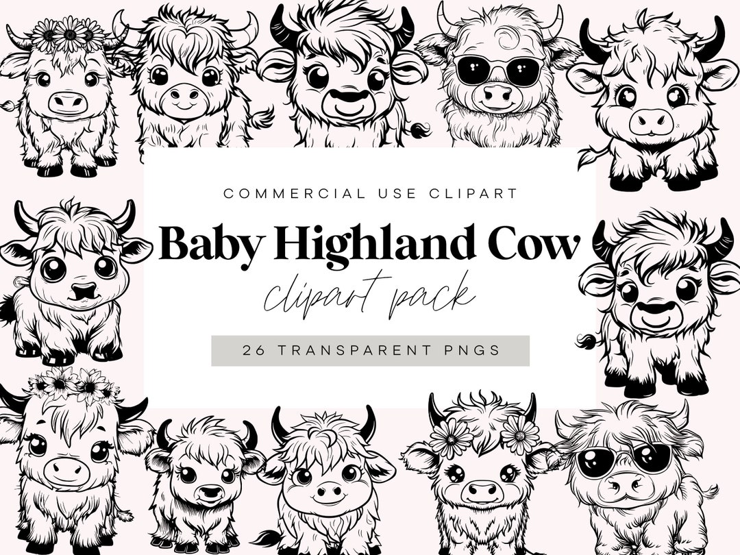 Baby Highland Cow Png Baby Highland Cows Clipart Commercial Use Baby ...
